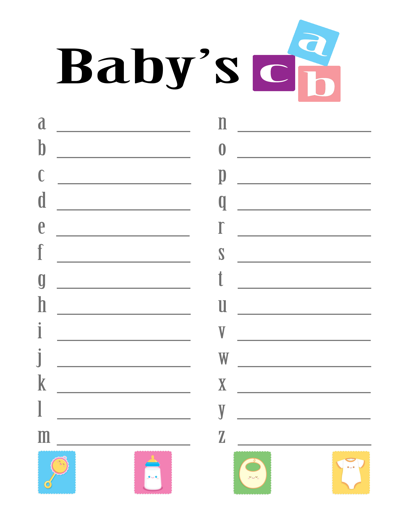 Free Baby Shower Game Baby ABC Free Baby Shower Game Baby ABC